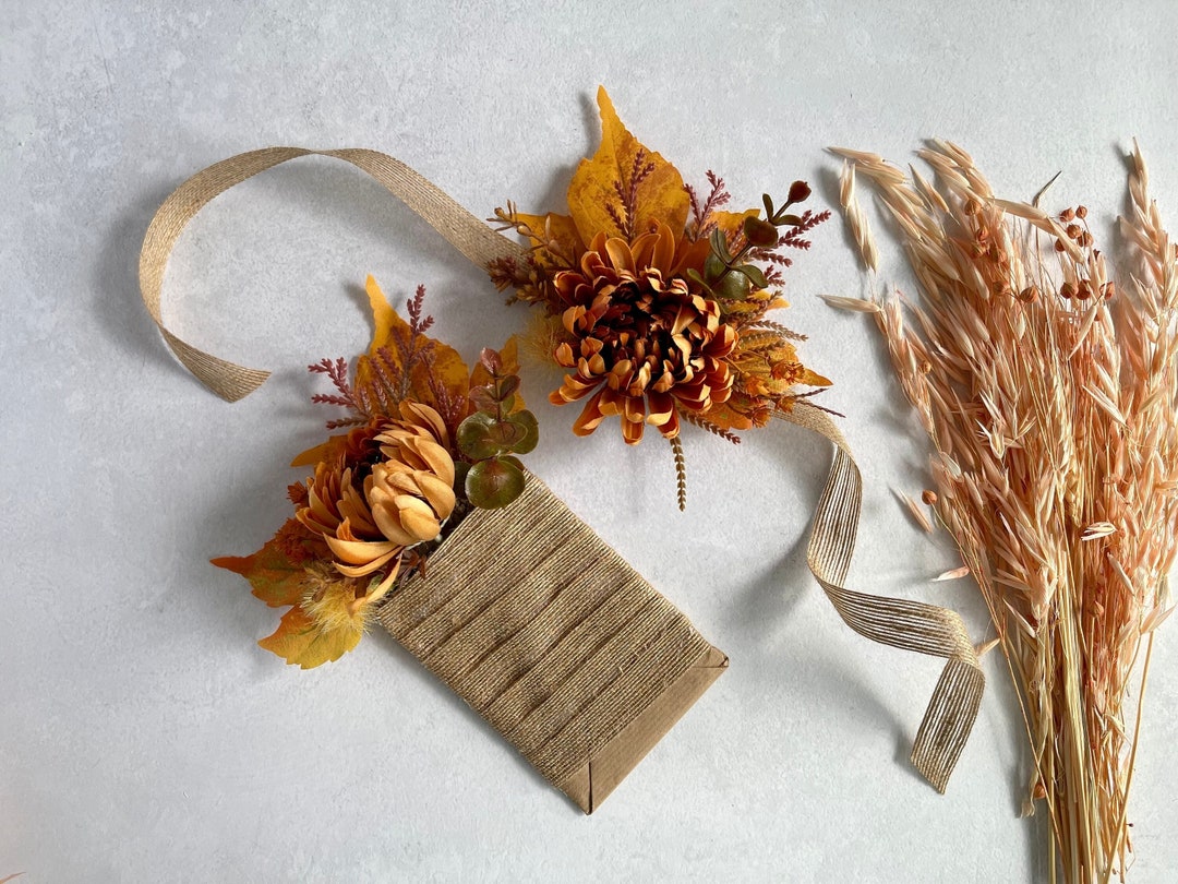 Autumn Rustic Wedding Buttonhole Rust Pocket Boutonniere and Corsage ...