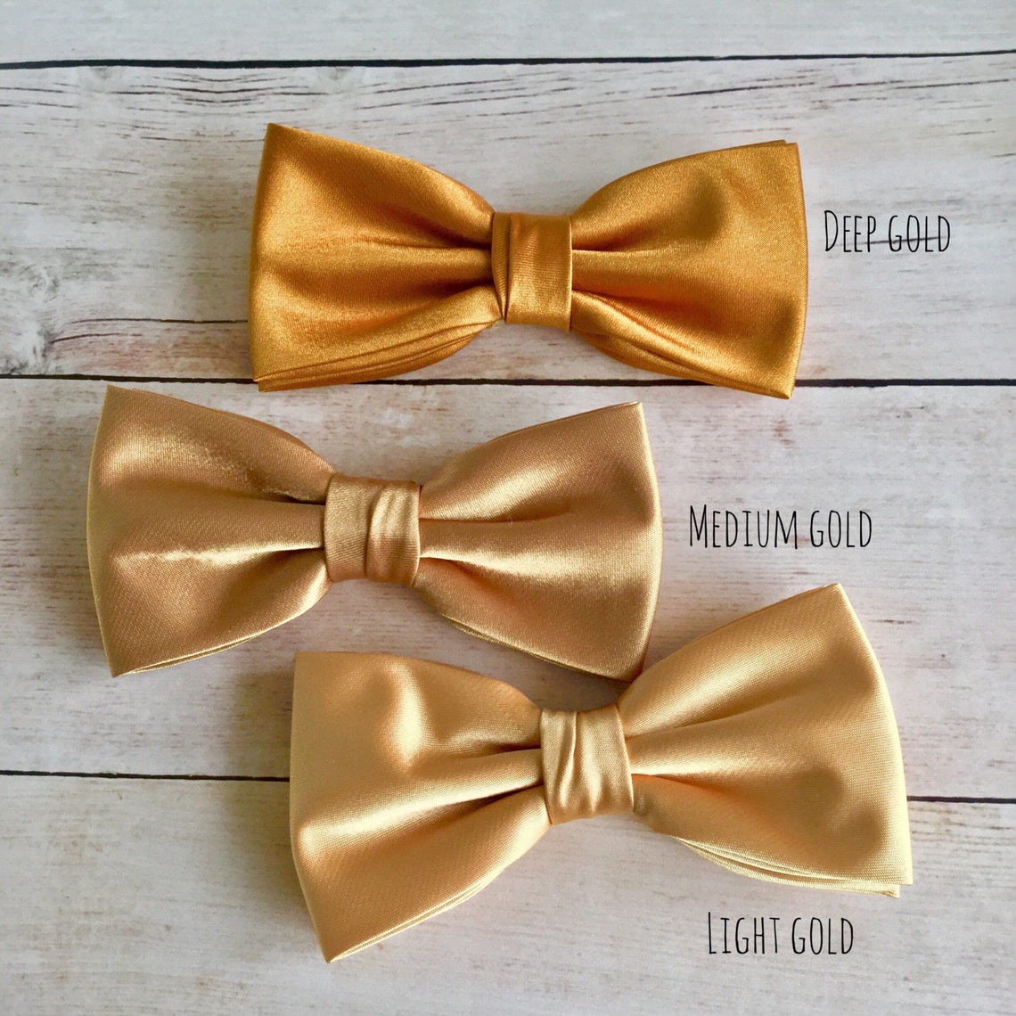 Deep Gold Satin Bow Tie Medium Gold Bowtie Light Gold - Etsy UK