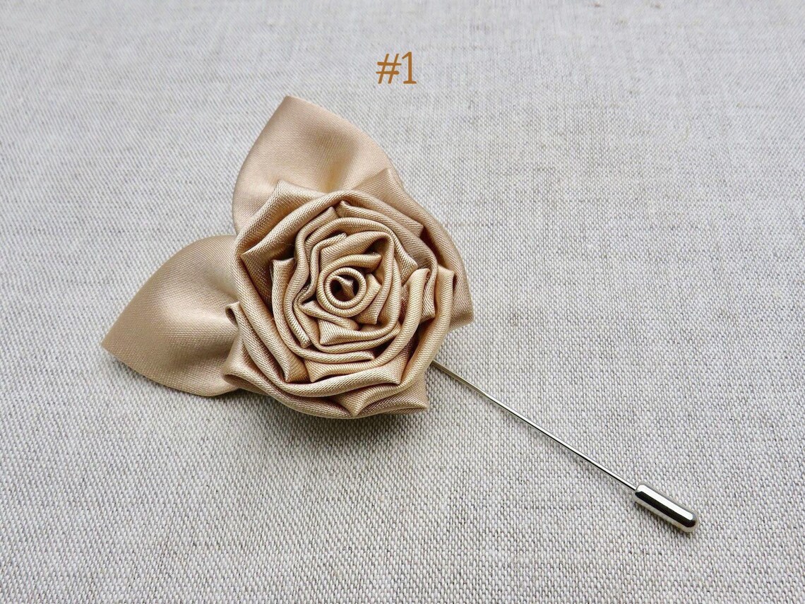 Champagne Lapel Pin Champagne Flower Wedding Pin Champagne | Etsy