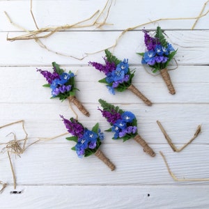 Purple Blue Flower Buttonhole, Wildflower Boutonnières, Rustic ...