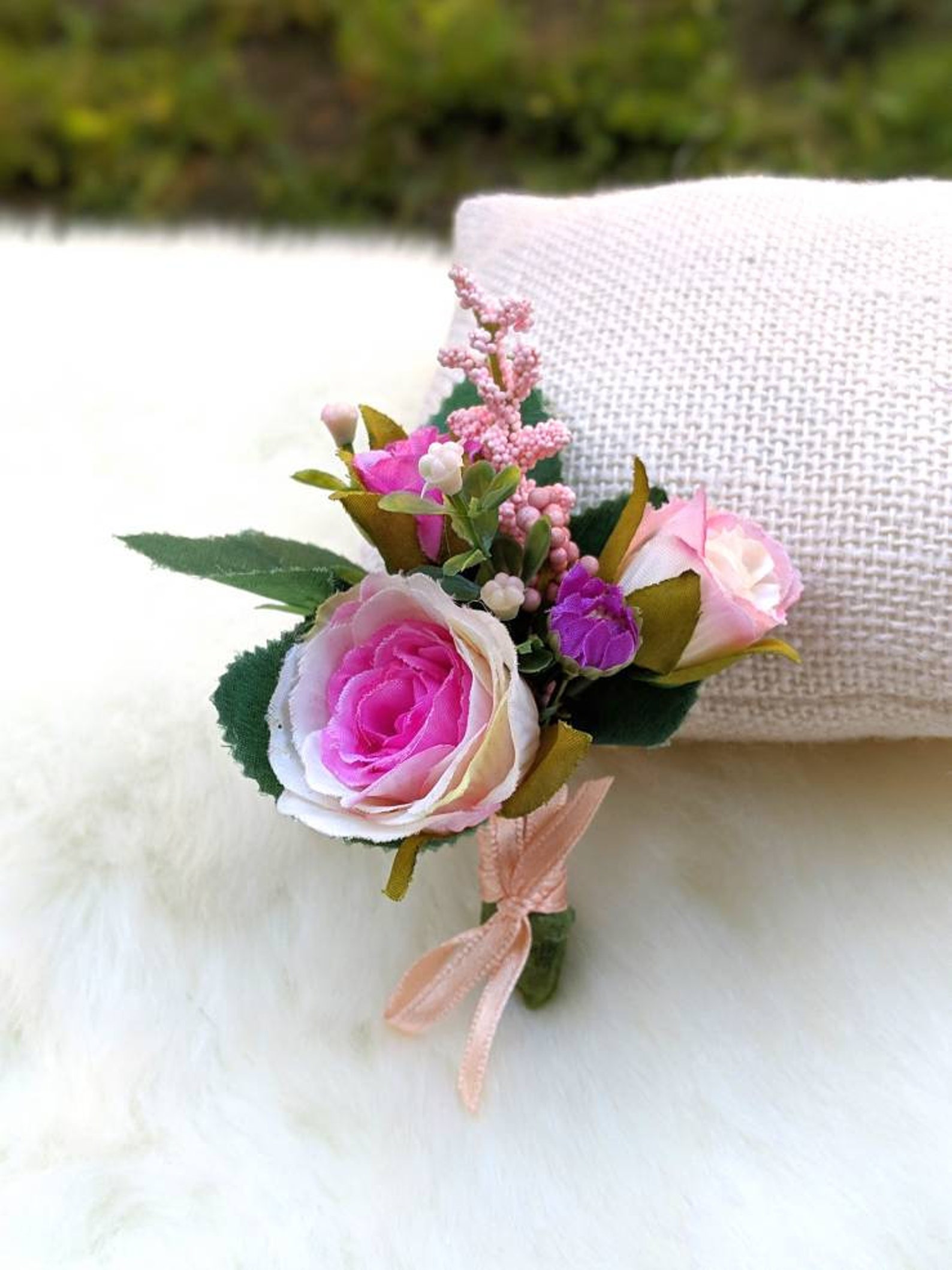 Pink Purple Rose Buttonhole Rose Boutonnières Buttonhole for | Etsy