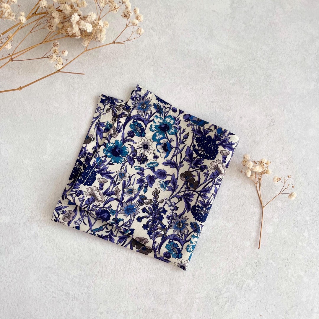 Wildflower Purple Blue Pocket Square Poppy Floral Summer Wedding Pocket ...