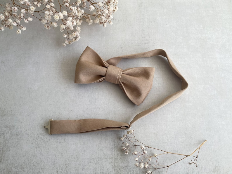 Plain Sand Tie, Solid Neutral Wedding Necktie, Bow Tie for Groom ...