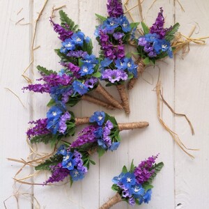 Purple Blue Flower Buttonhole, Wildflower Boutonnières, Rustic ...