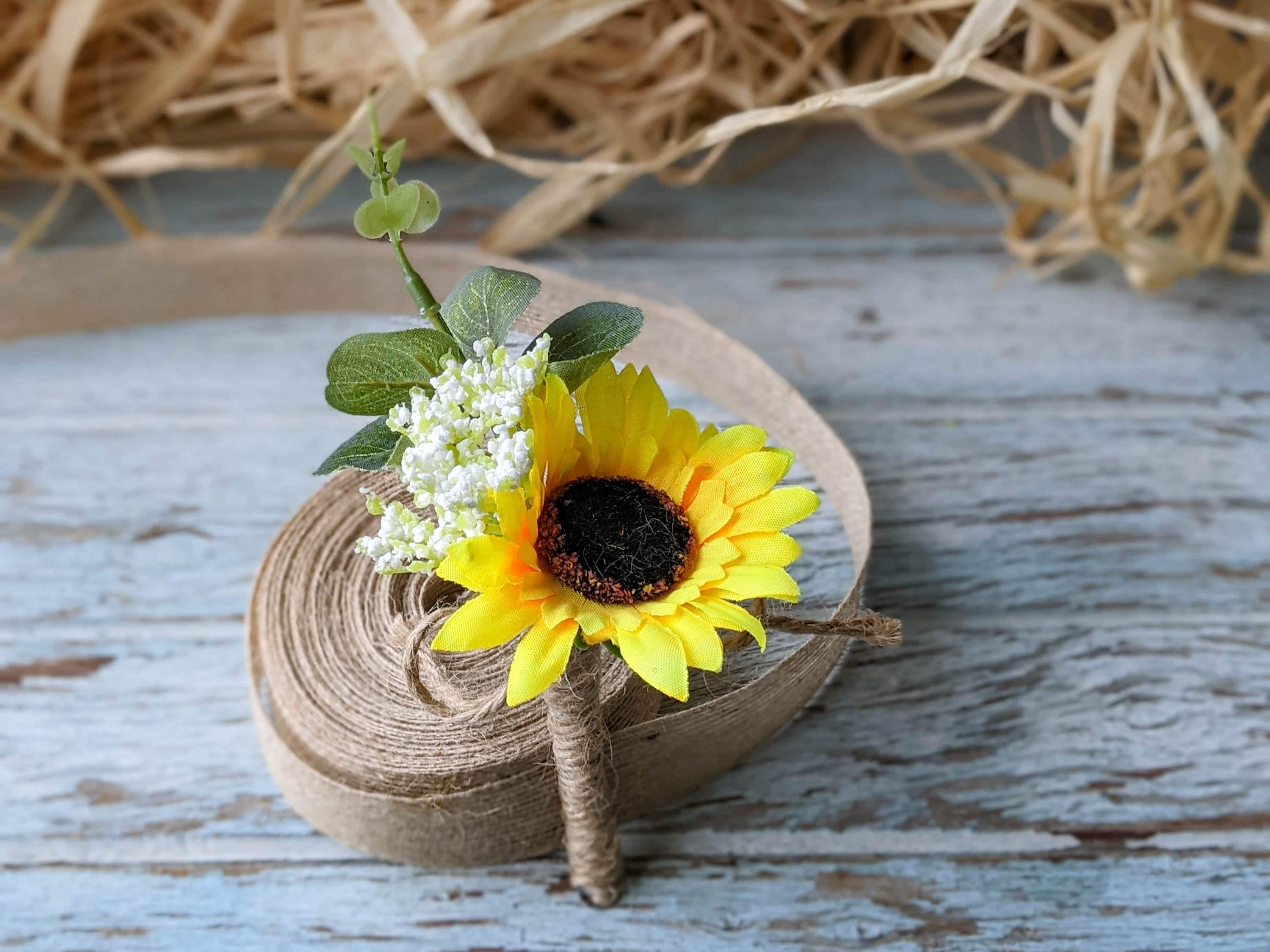 Small Sunflower Corsage Rustic Buttonhole Twine Boutonniere - Etsy UK
