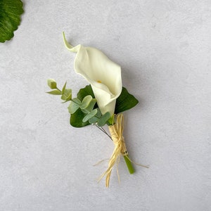 White Calla Lily Buttonhole, Boutonnières for Prom, Lily Wrist Corsage ...
