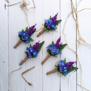 Purple Blue Flower Buttonhole, Wildflower Boutonnières, Rustic ...