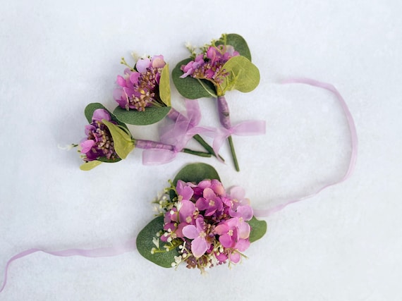 Purple Hydrangea Buttonhole Hydrangea Wrist Corsage Lilac - Etsy UK