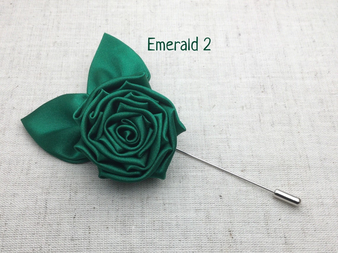 Emerald Green Flower Lapel Pin Jade Flower Boutonnière Pin | Etsy