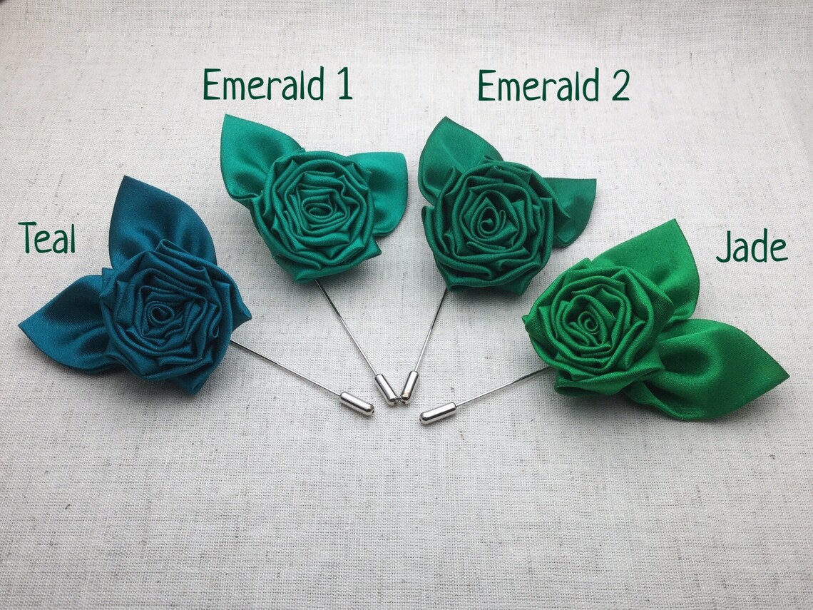 Emerald Green Flower Lapel Pin Jade Flower Boutonnière Pin | Etsy