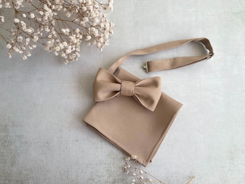 Plain Sand Tie, Solid Neutral Wedding Necktie, Bow Tie for Groom ...