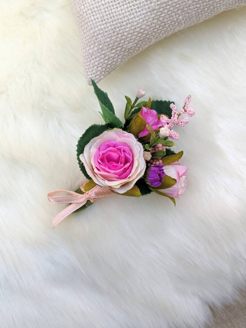 Pink Purple Rose Buttonhole Rose Boutonnières Buttonhole for | Etsy