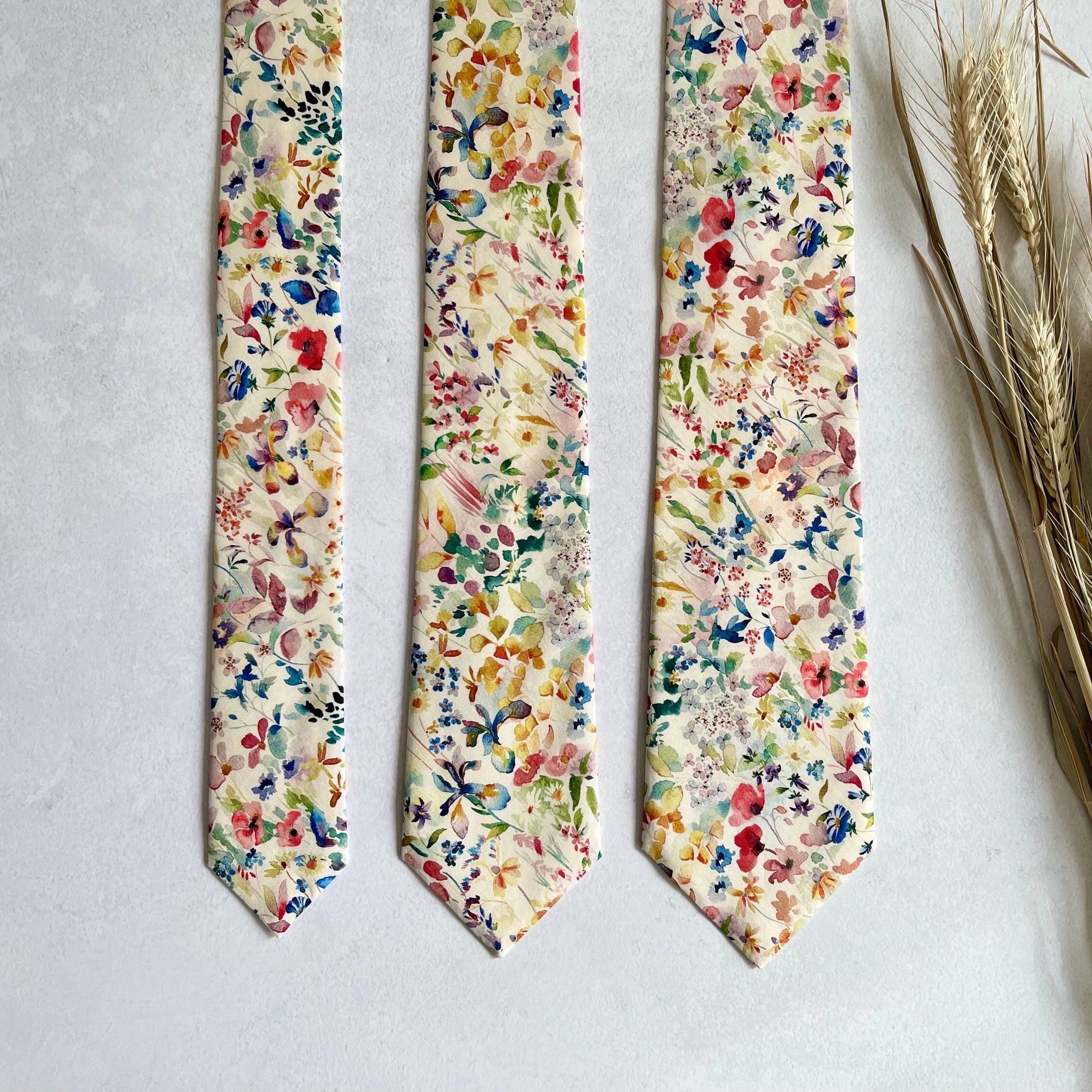 Wildflower Tie Watercolour Floral Neck Tie for Spring Wedding Wild ...
