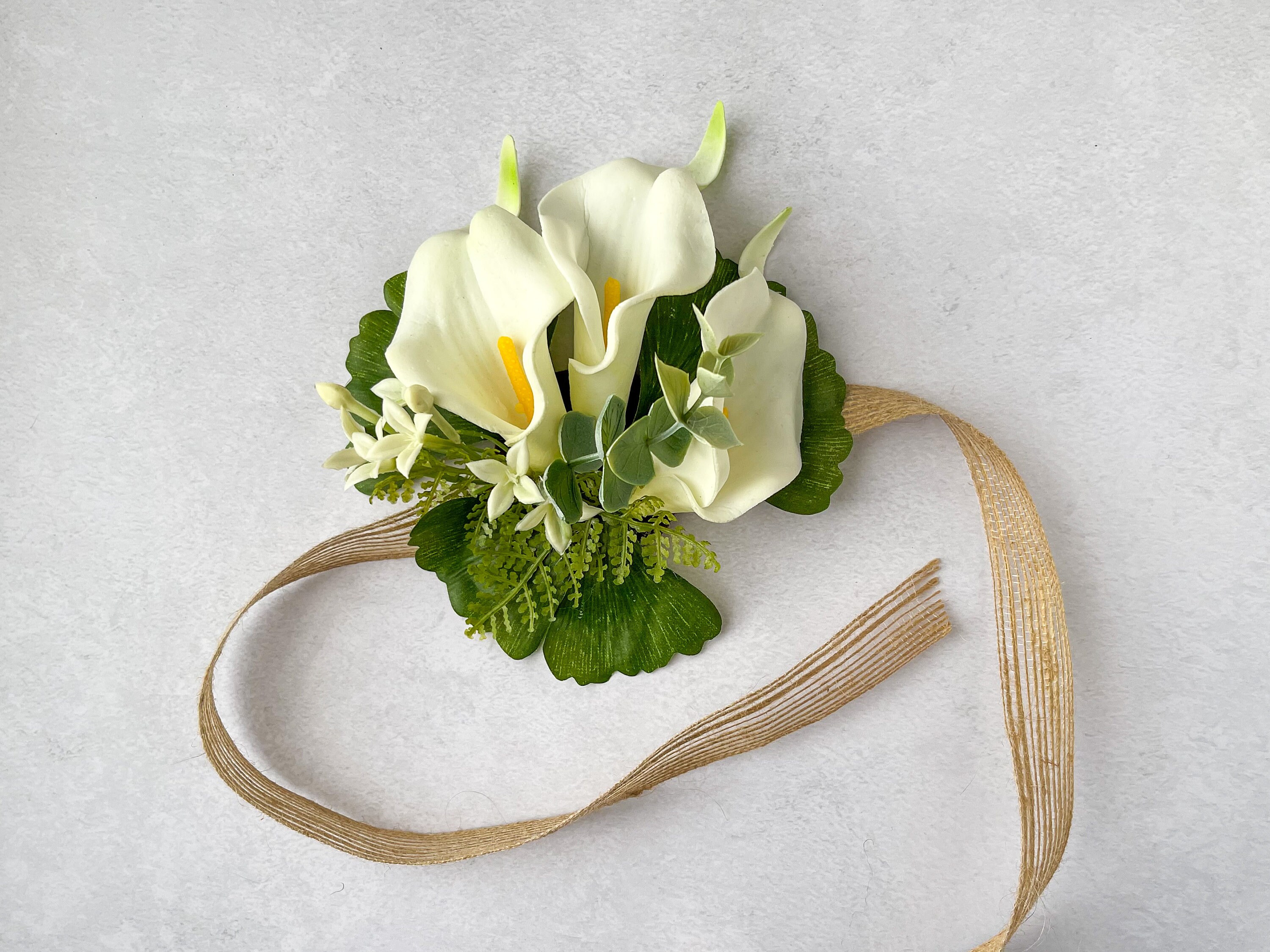 White Calla Lily Buttonhole, Boutonnières for Prom, Lily Wrist Corsage ...