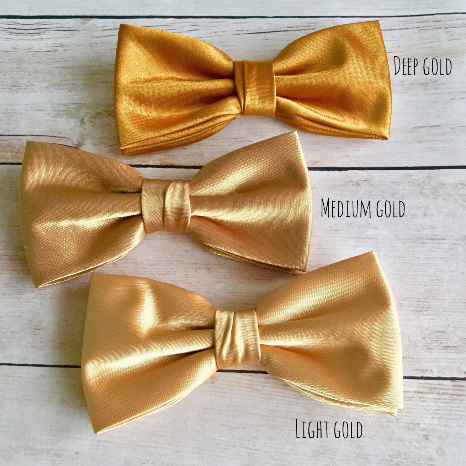 Deep Gold Satin Bow Tie Medium Gold Bowtie Light Gold - Etsy UK