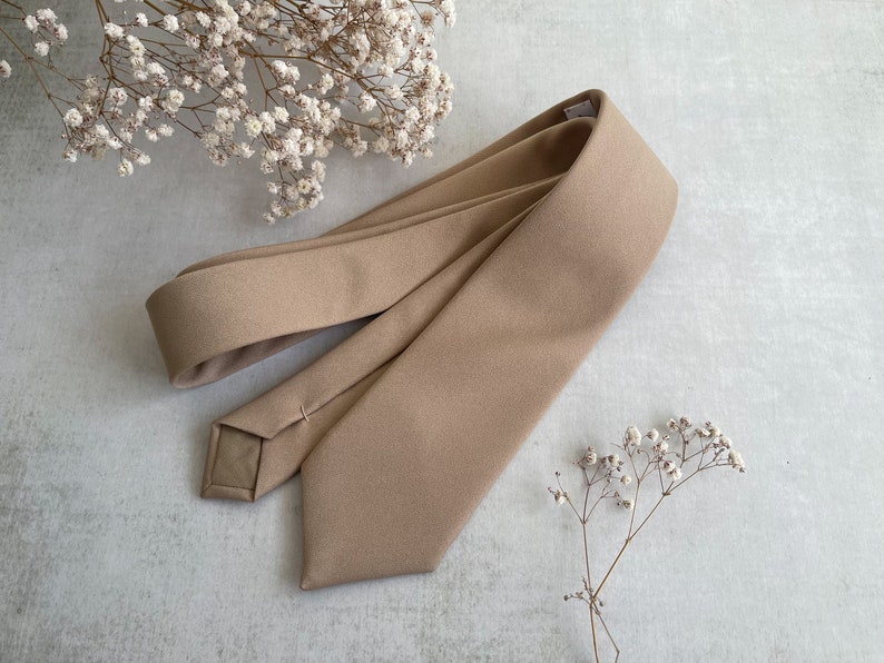 Plain Sand Tie, Solid Neutral Wedding Necktie, Bow Tie for Groom ...