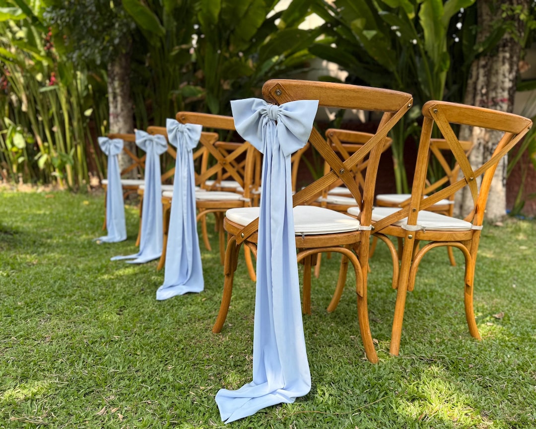 Decorative Large Bow for Aisle Chair Bow Marker Church Pew Decor Blue ...