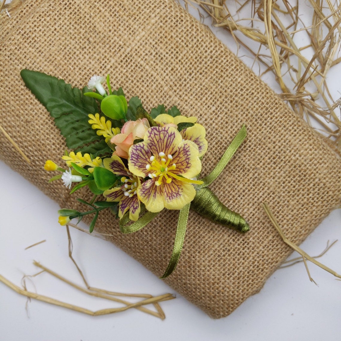 Wild Flower Buttonhole Yellow Hellebores Flower Buttonhole - Etsy