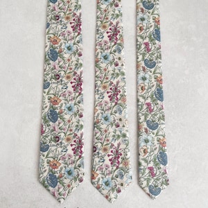 Hand Painted Floral Ties for Wedding Botanical Flower Necktie Spring ...