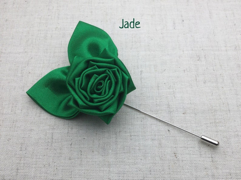 Emerald Green Flower Lapel Pin Jade Flower Boutonnière Pin | Etsy