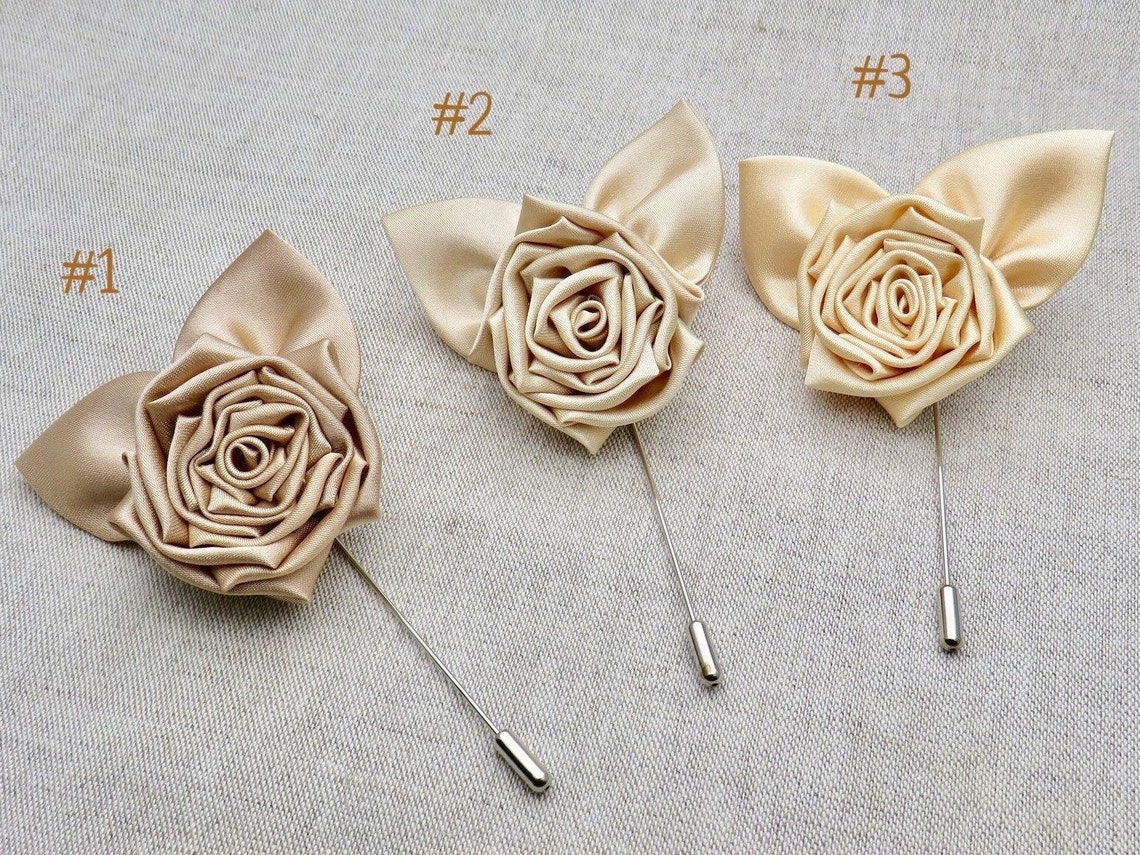 Champagne Lapel Pin Champagne Flower Wedding Pin Champagne | Etsy