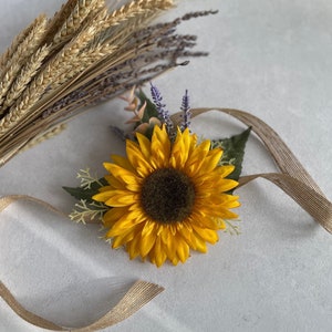 Sunflower Buttonhole for Wedding Pocket Boutonniere and Corsage Set ...
