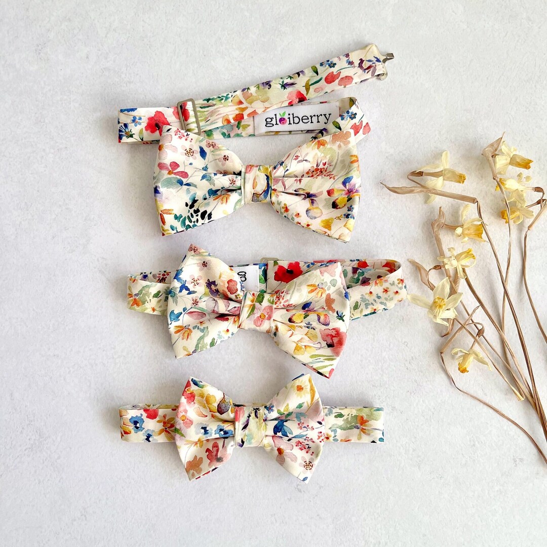 Men Floral Bow Tie, Pageboy Bowtie, Ring Bearer Bow Tie, Groom and ...