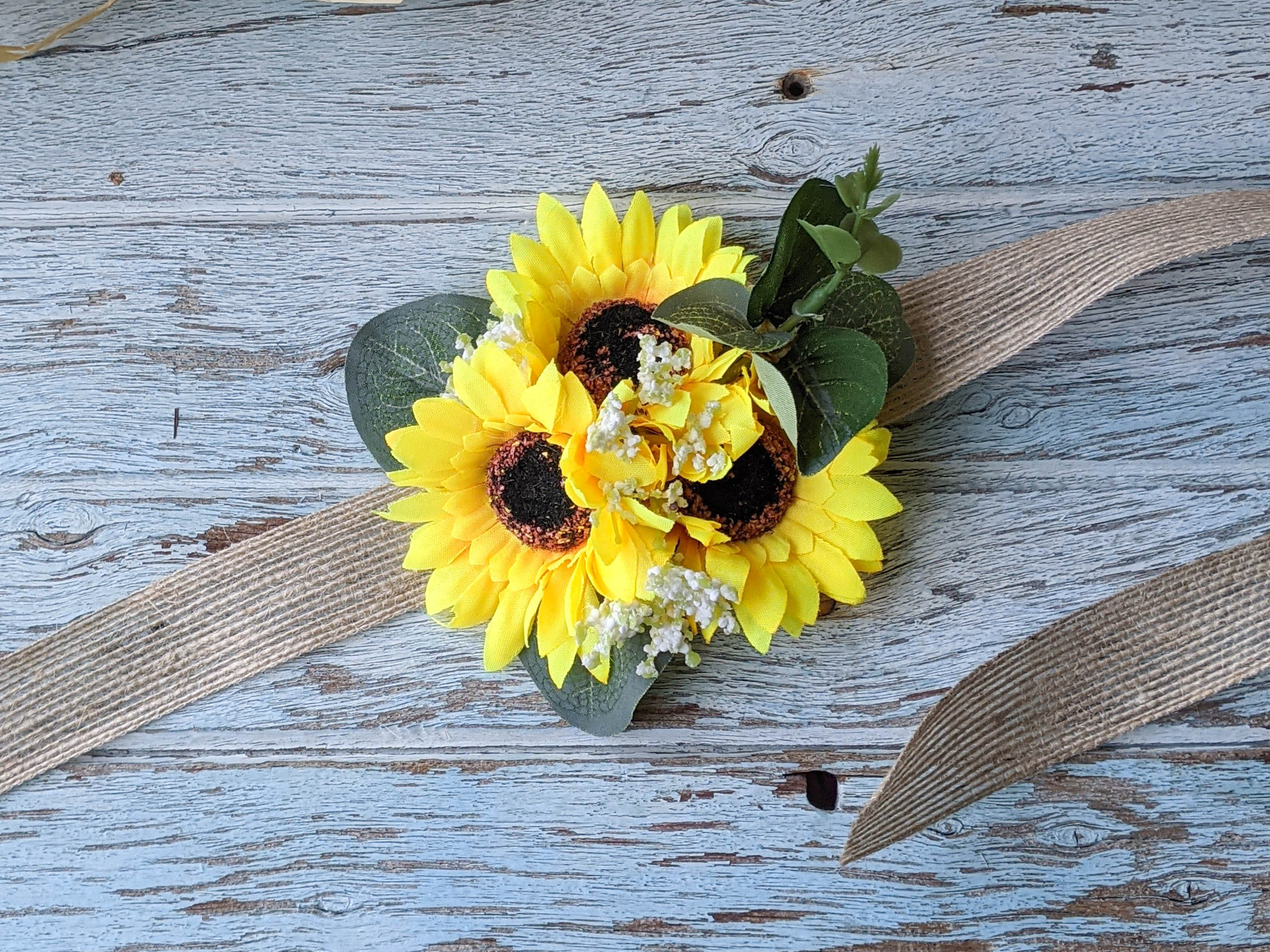 Small Sunflower Corsage Rustic Buttonhole Twine Boutonniere - Etsy UK