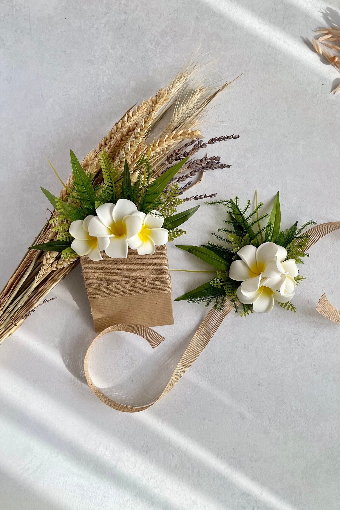 White Plumeria Buttonhole Flower Pocket Frangipani Boutonniere and ...