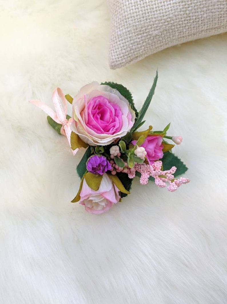 Pink Purple Rose Buttonhole Rose Boutonnières Buttonhole for | Etsy