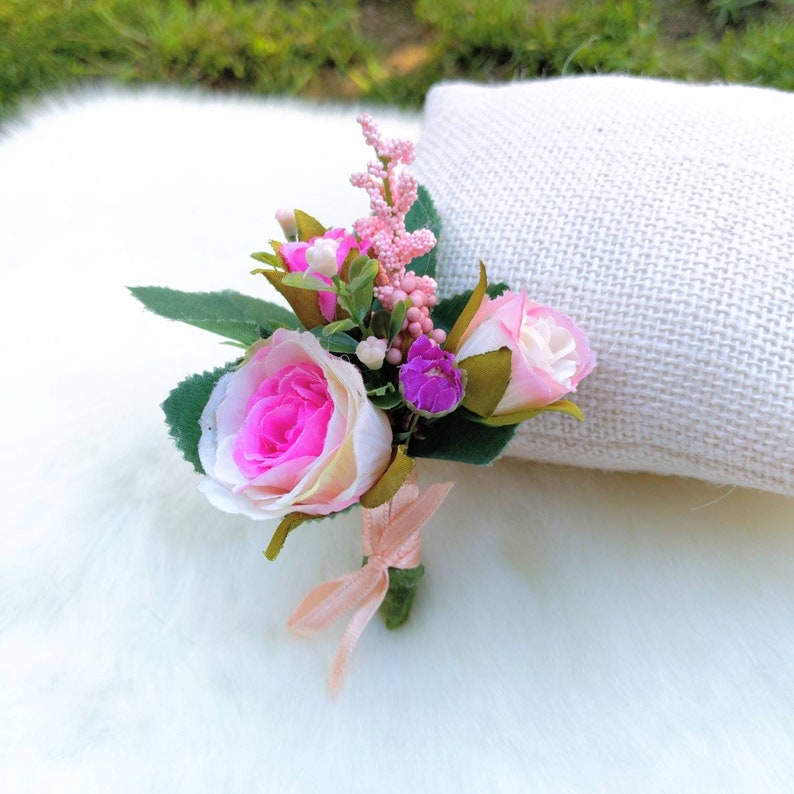 Pink Purple Rose Buttonhole Rose Boutonnières Buttonhole for | Etsy