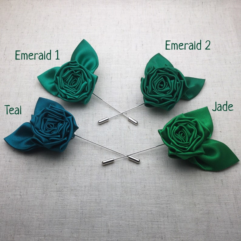 Emerald Green Flower Lapel Pin Jade Flower Boutonnière Pin | Etsy