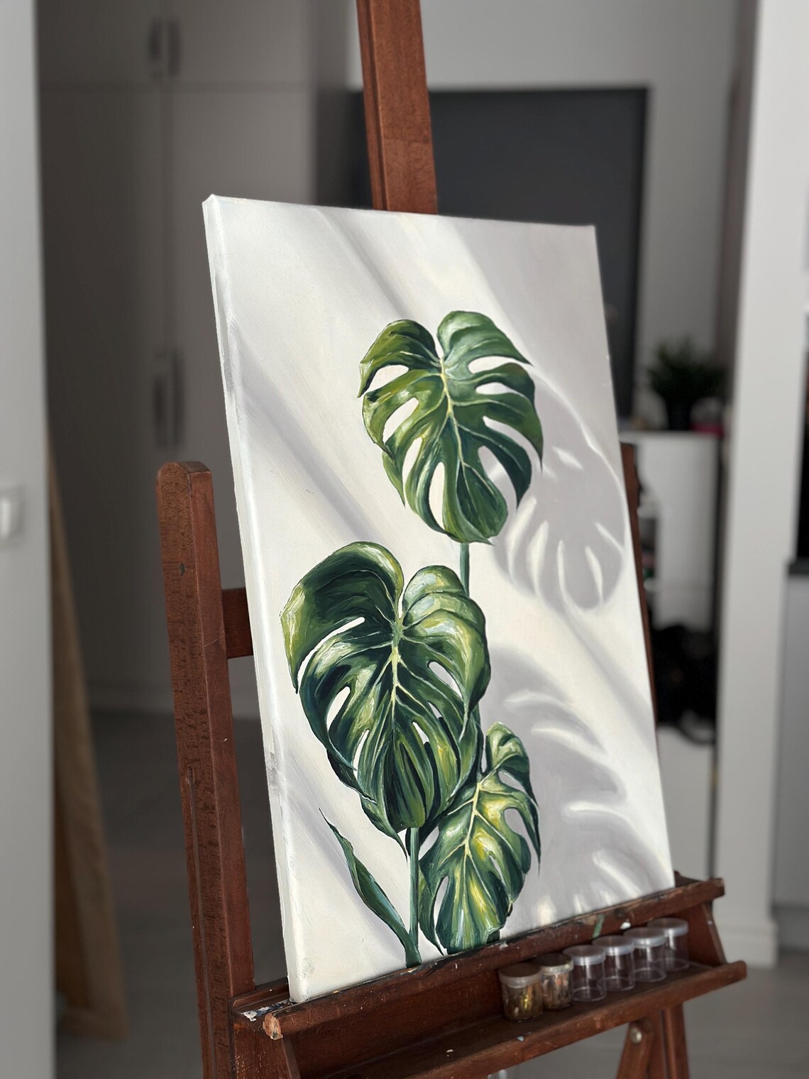Monstera Leaves Painting on Canvas - Etsy