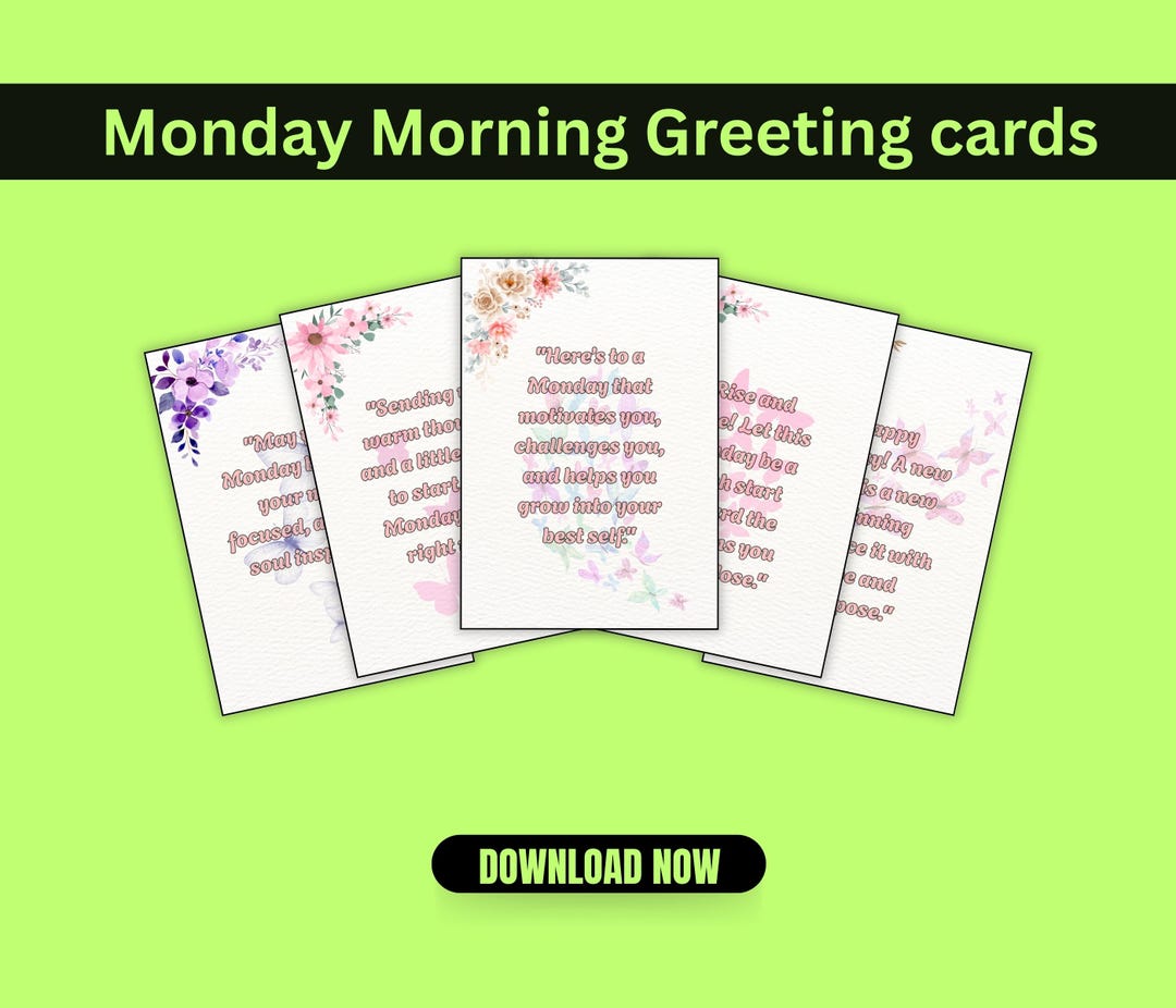 Printable Motivational Monday Morning Blessing Flashcards–motivational ...