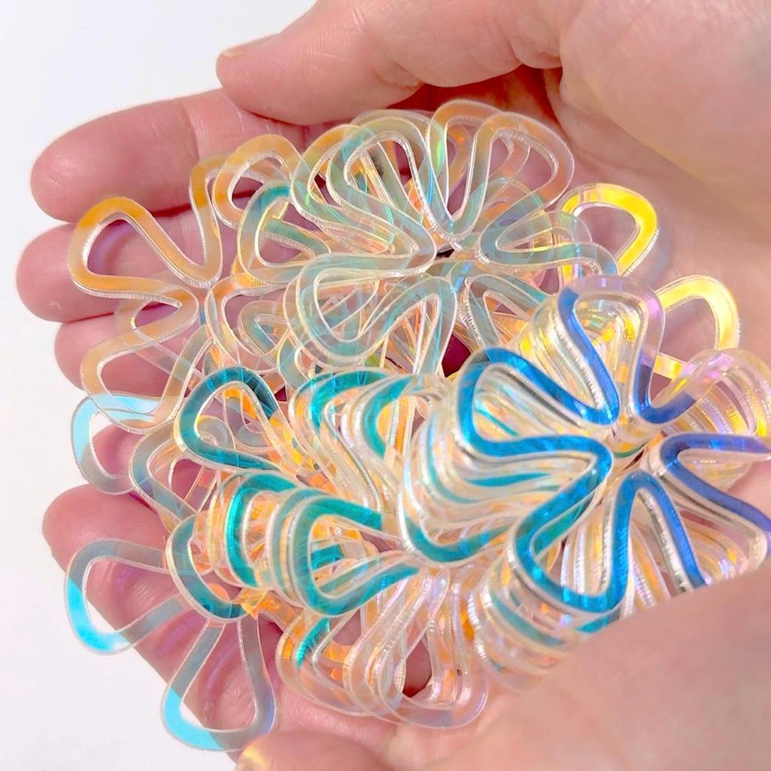 Iridescent Groovy Flower Cloud Shapes for Jewelry Making, Spongebob ...