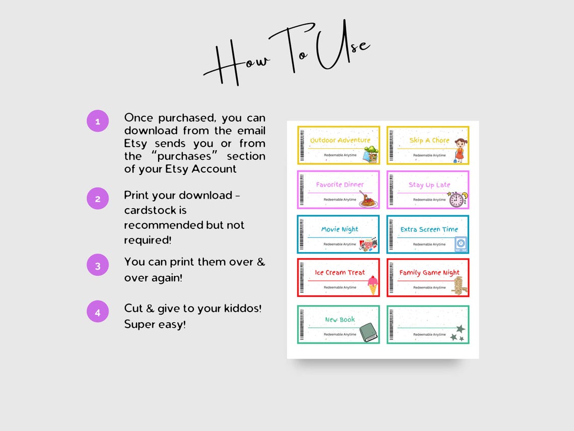 Printable Kids Award Coupons: Fun Family Activities (PDF) - Etsy