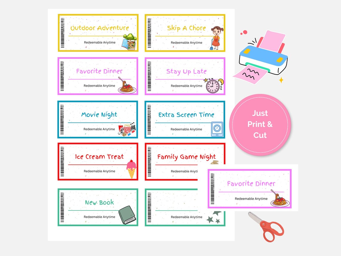 Printable Kids Award Coupons: Fun Family Activities (PDF) - Etsy