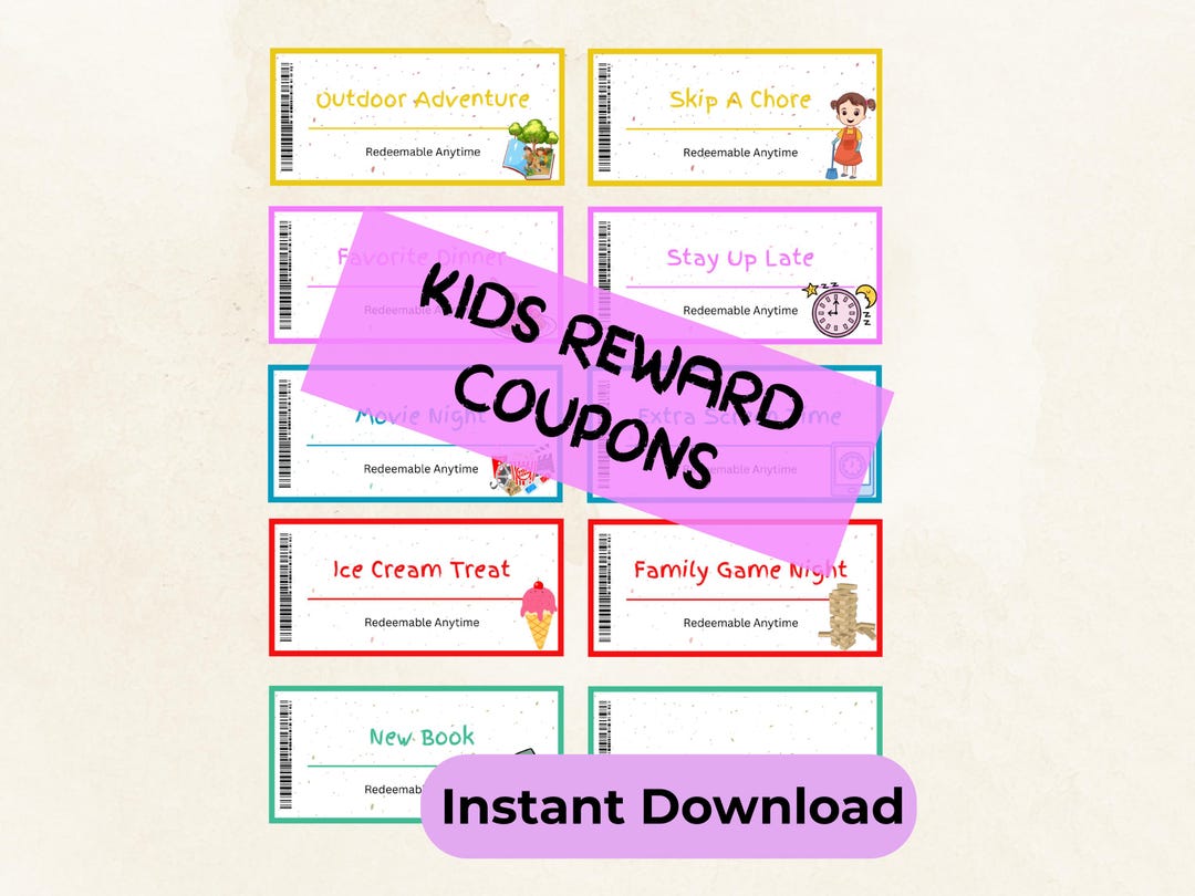 Printable Kids Award Coupons: Fun Family Activities (PDF) - Etsy