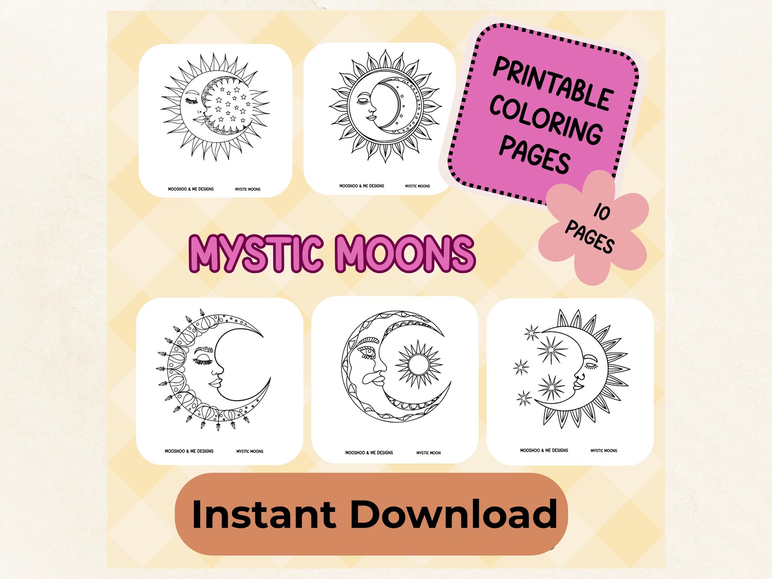 Mystic Moons Coloring Pages: 10 Printable Designs (PDF) - Etsy