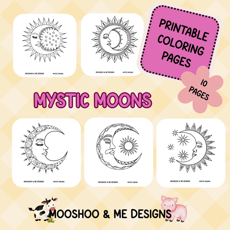 Mystic Moons Coloring Pages: 10 Printable Designs (PDF) - Etsy