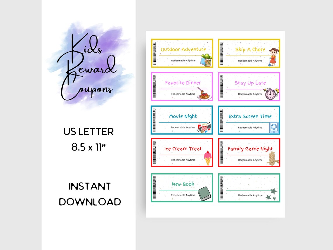 Printable Kids Award Coupons: Fun Family Activities (PDF) - Etsy