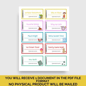 Printable Kids Award Coupons: Fun Family Activities (PDF) - Etsy