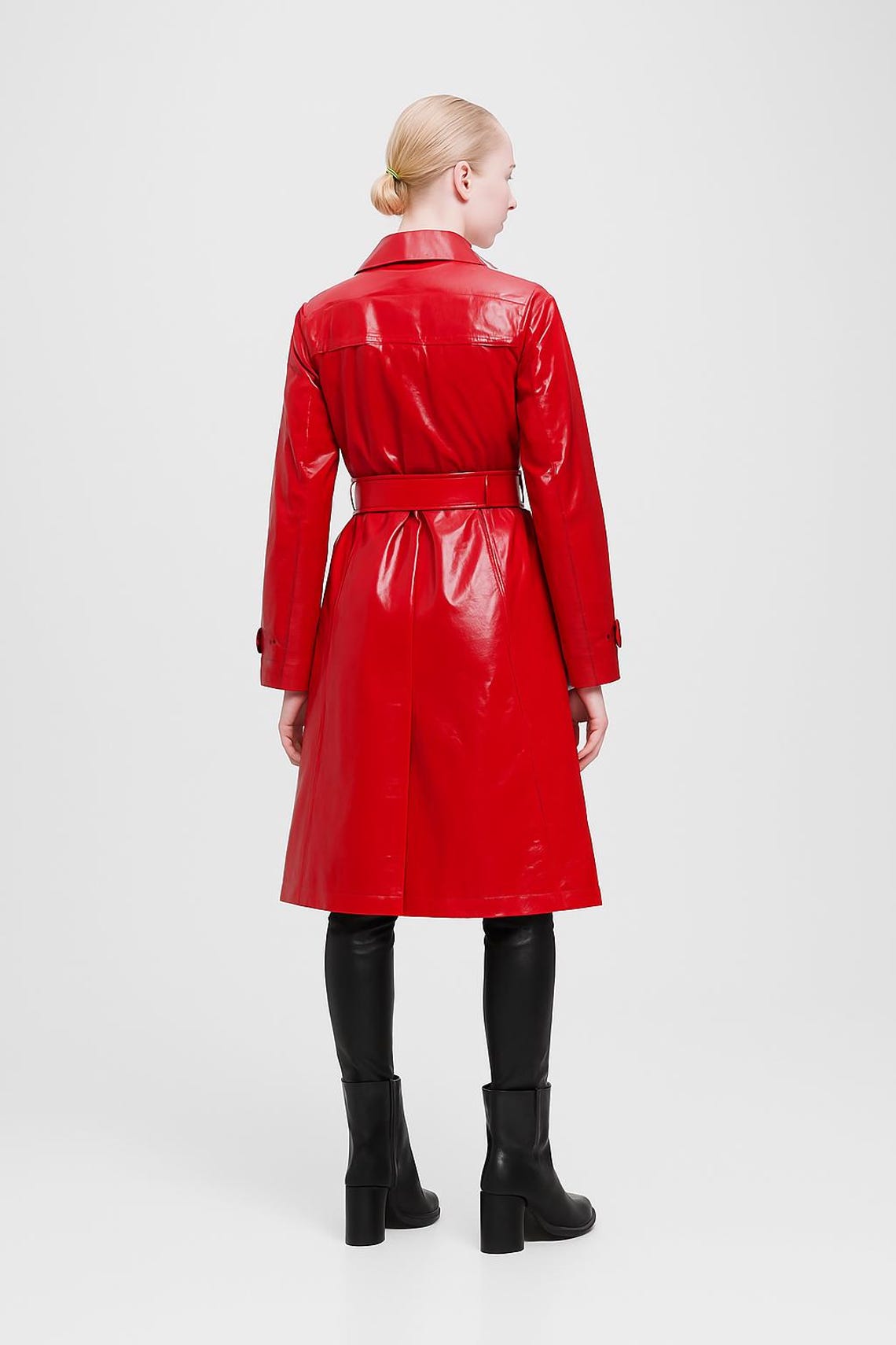 Glossy Red Vinyl Trench Coat – Women's Waterproof Belted Raincoat - Etsy UK