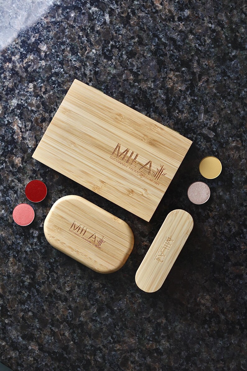 Bamboo Makeup Palette Set: Refillable Magnetic Eyeshadow Case | Plastic ...