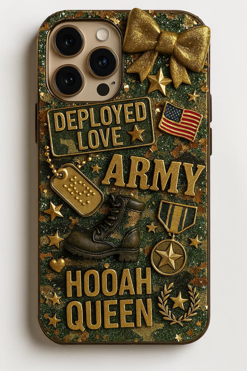 Army Wife Bling Phone Case Hooah Queen Glitter Camo iPhone Case ...