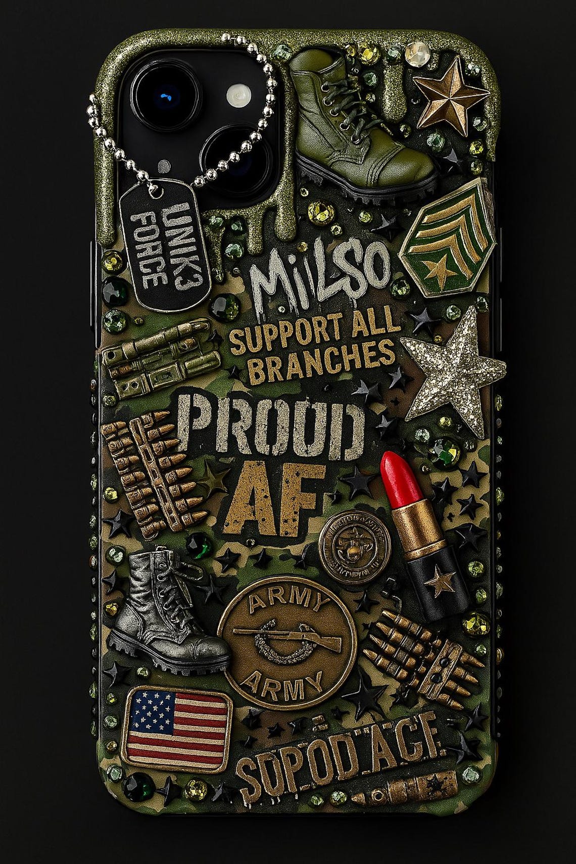 Army Wife Bling Phone Case Hooah Queen Glitter Camo iPhone Case ...