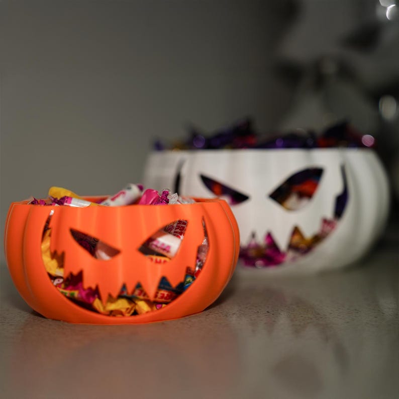 Halloween Pumpkin Candy Bowls – Jack-o’-lantern Treat Containers in ...