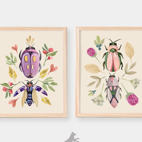 Watercolor Beetle - Etsy