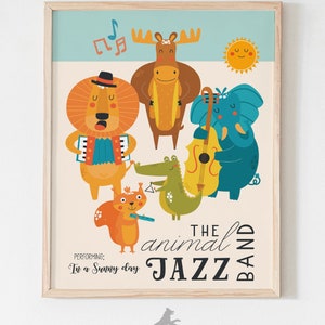 Animal Jazz Band Poster, Funny Animals Musicians PRINTABLE Artwork ...