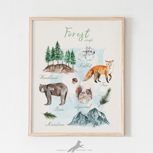 Forest Map Print Digital Download Autumn Decor Woodland - Etsy